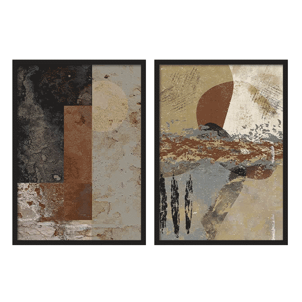 Conjunto de cuadros marrón abstractos minimalistas | kudeko.com