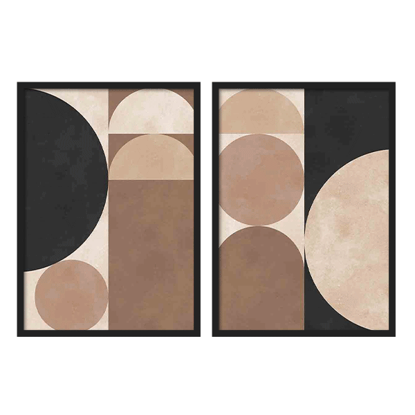 Conjunto de cuadros marrón geométricos minimalistas | kudeko.com