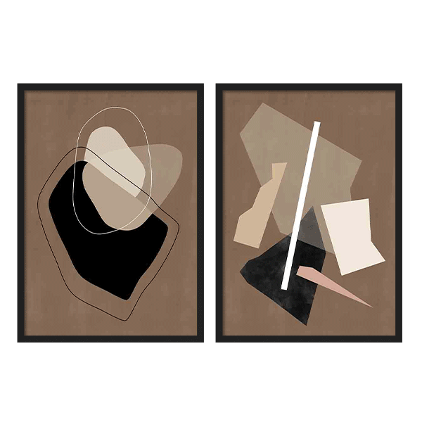 Conjunto de cuadros marrón minimalistas abstractos | kudeko.com