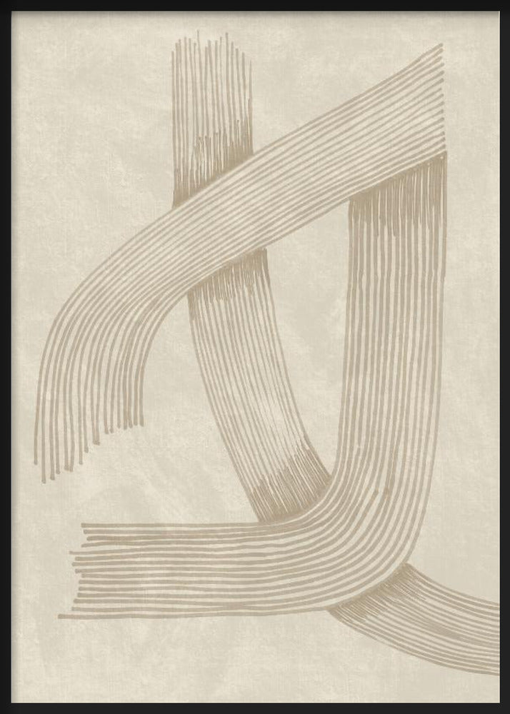 Cuadro abstracto con líneas beige entrelazadas. kudeko.com