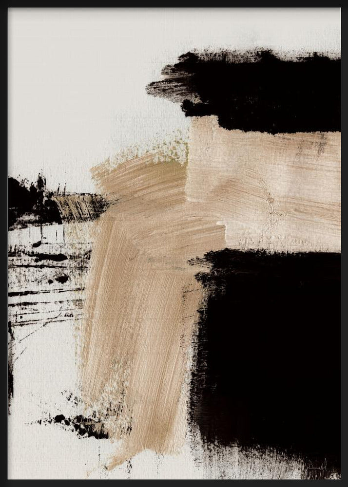 Cuadro abstracto negro beige | Decoración de pared – kudeko