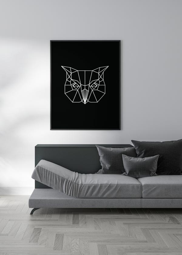 Cuadro de búho geométrico y moderno - kudeko – kudeko.com