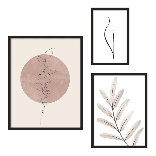 Mural de cuadros con ilustraciones florales- kudeko – kudeko.com